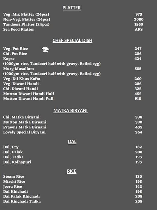 Menu of Lovely Dhaba, Ghodbunder Road, Thane