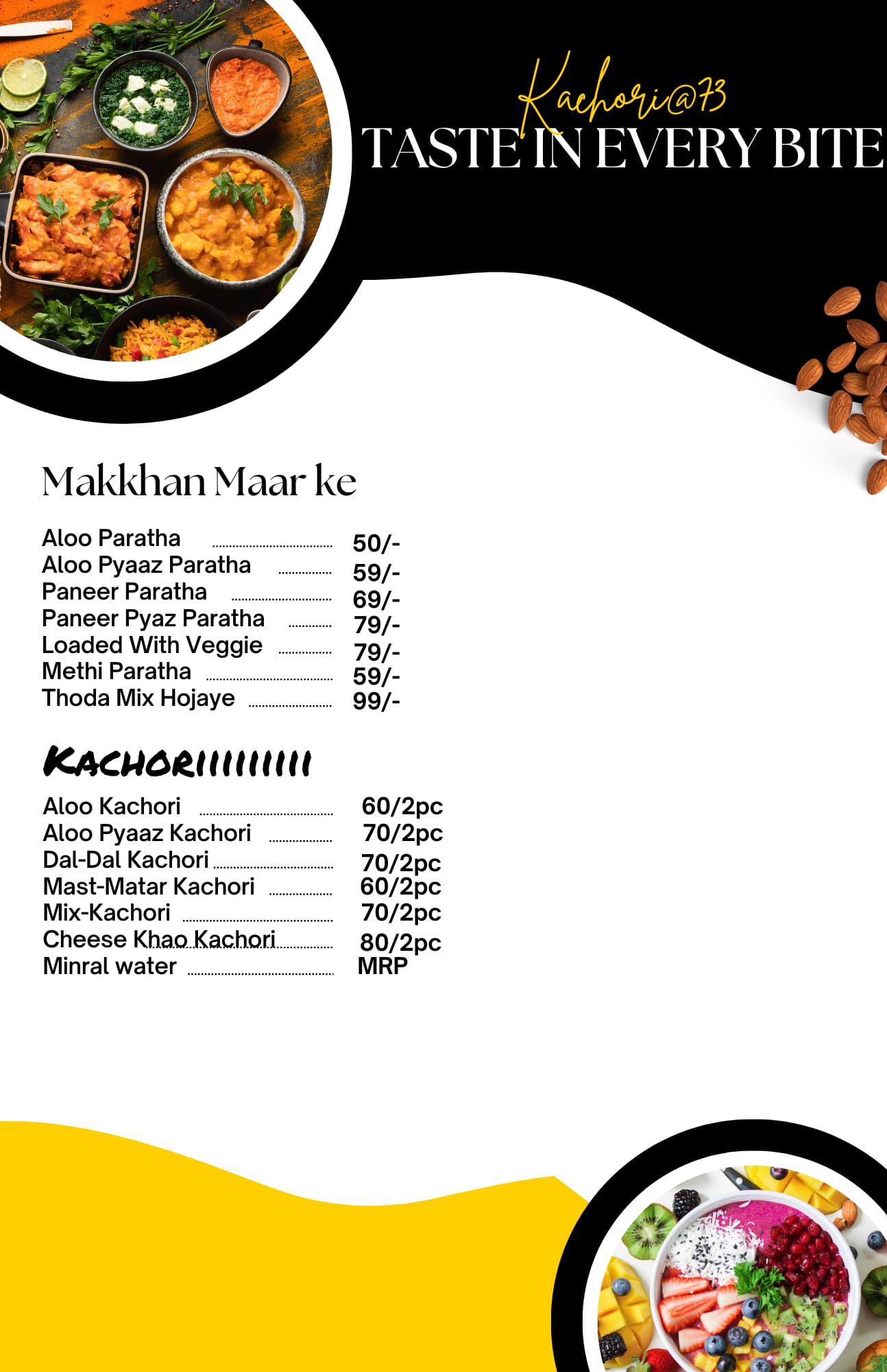 Menu of Kachori@73, Sector 72, Noida