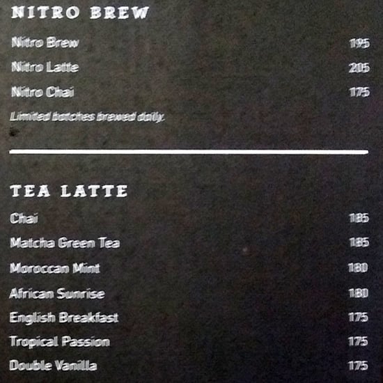 Menu at The Coffee Bean & Tea Leaf cafe, Taguig, 312 26th Street