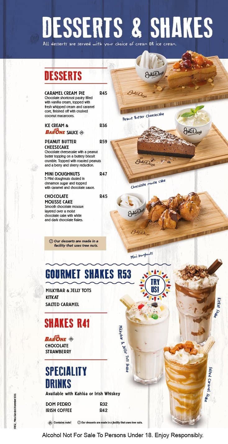 Menu at John Dory's East Point restaurant, Boksburg, Shop L01