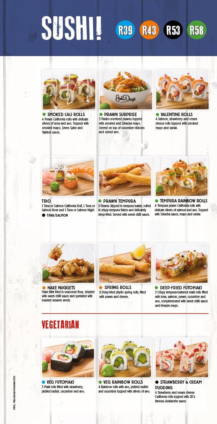 Menu at John Dory's East Point restaurant, Boksburg, Shop L01