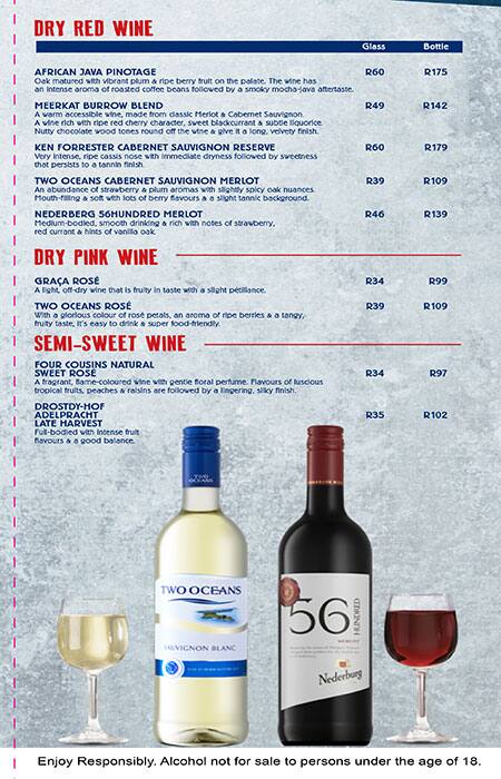 Speisekarte von John Dory's Randfontein, Südafrika