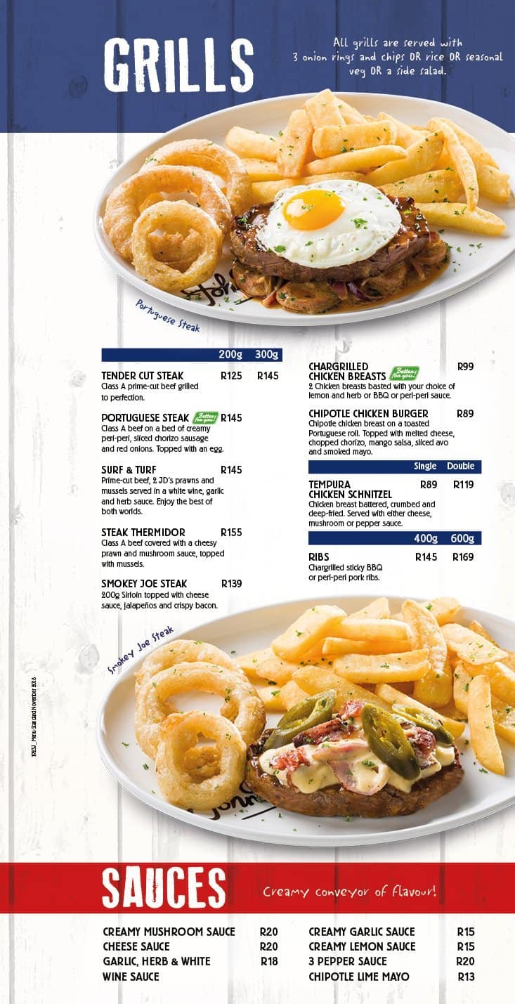 Menu at John Dory's East Point restaurant, Boksburg, Shop L01