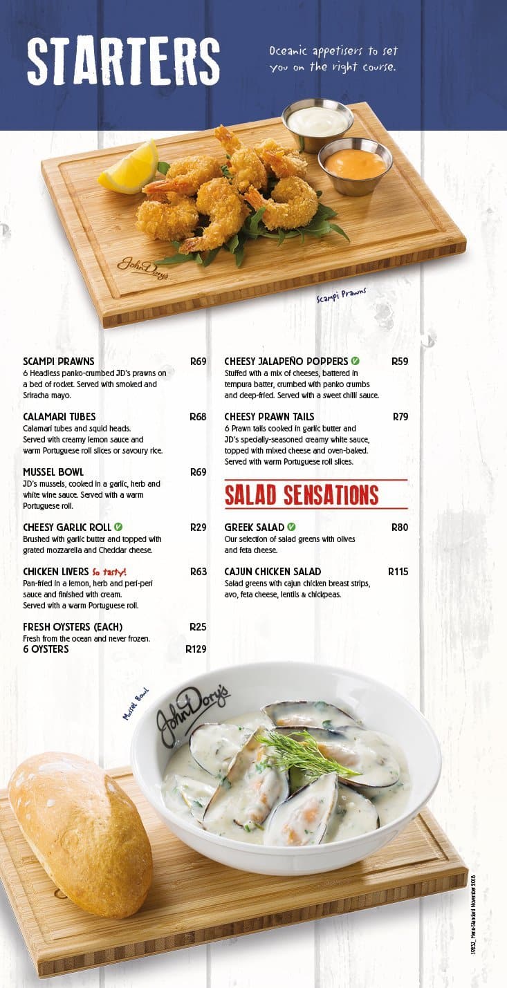Menu at John Dory's East Point restaurant, Boksburg, Shop L01