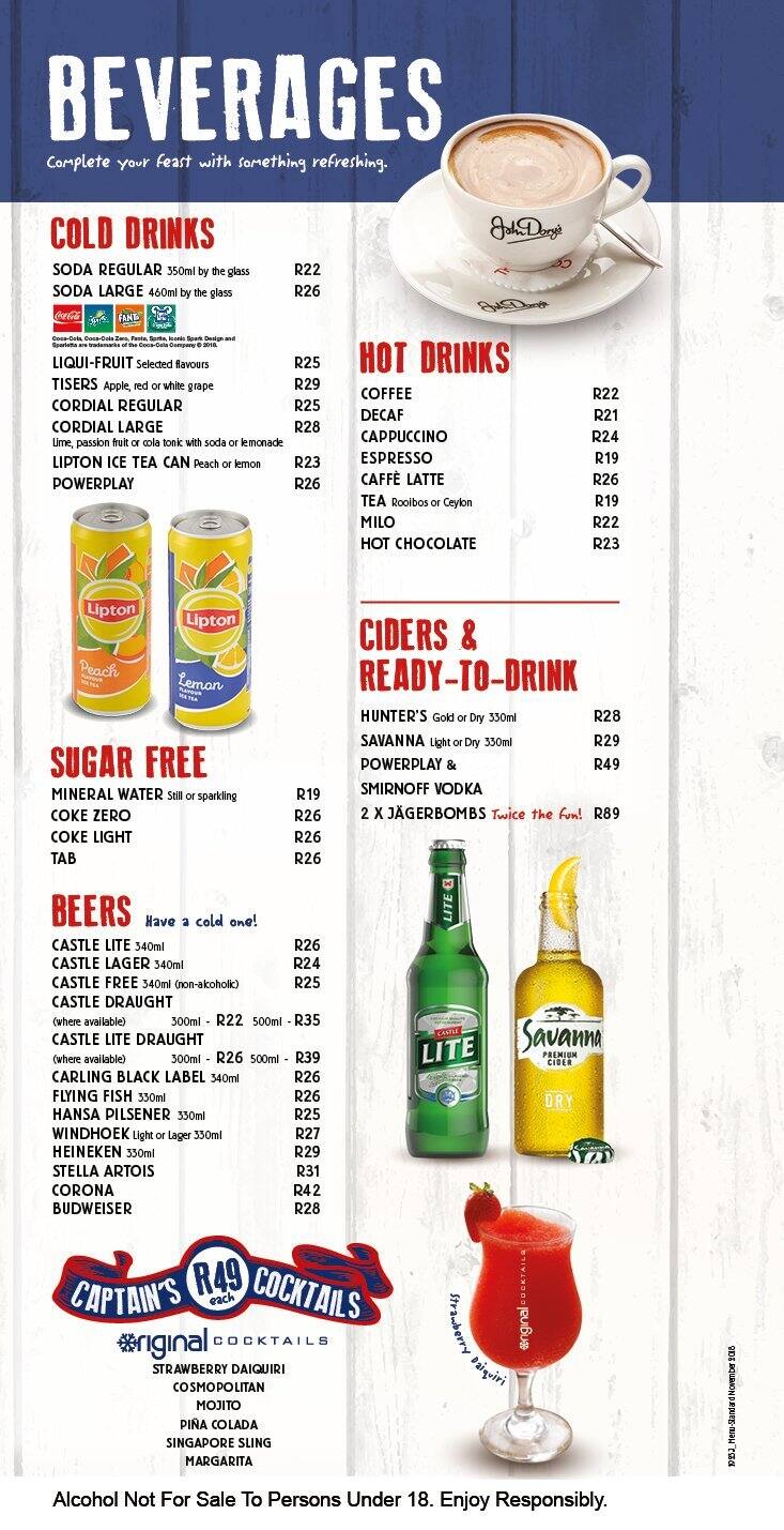 Menu at John Dory's East Point restaurant, Boksburg, Shop L01