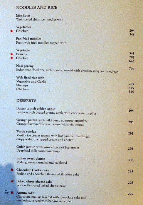 Aurum - Hilton Jaipur Menu, Menu for Aurum - Hilton Jaipur, Bais Godam ...