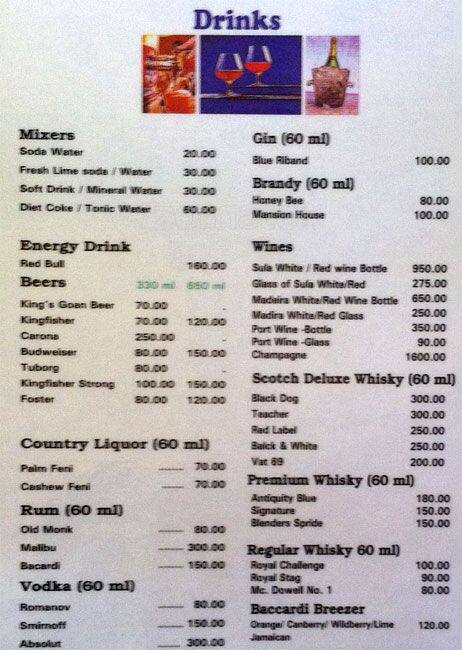 Menu at Celeste Bar And Restaurant, Arpora, HQ46+JFP