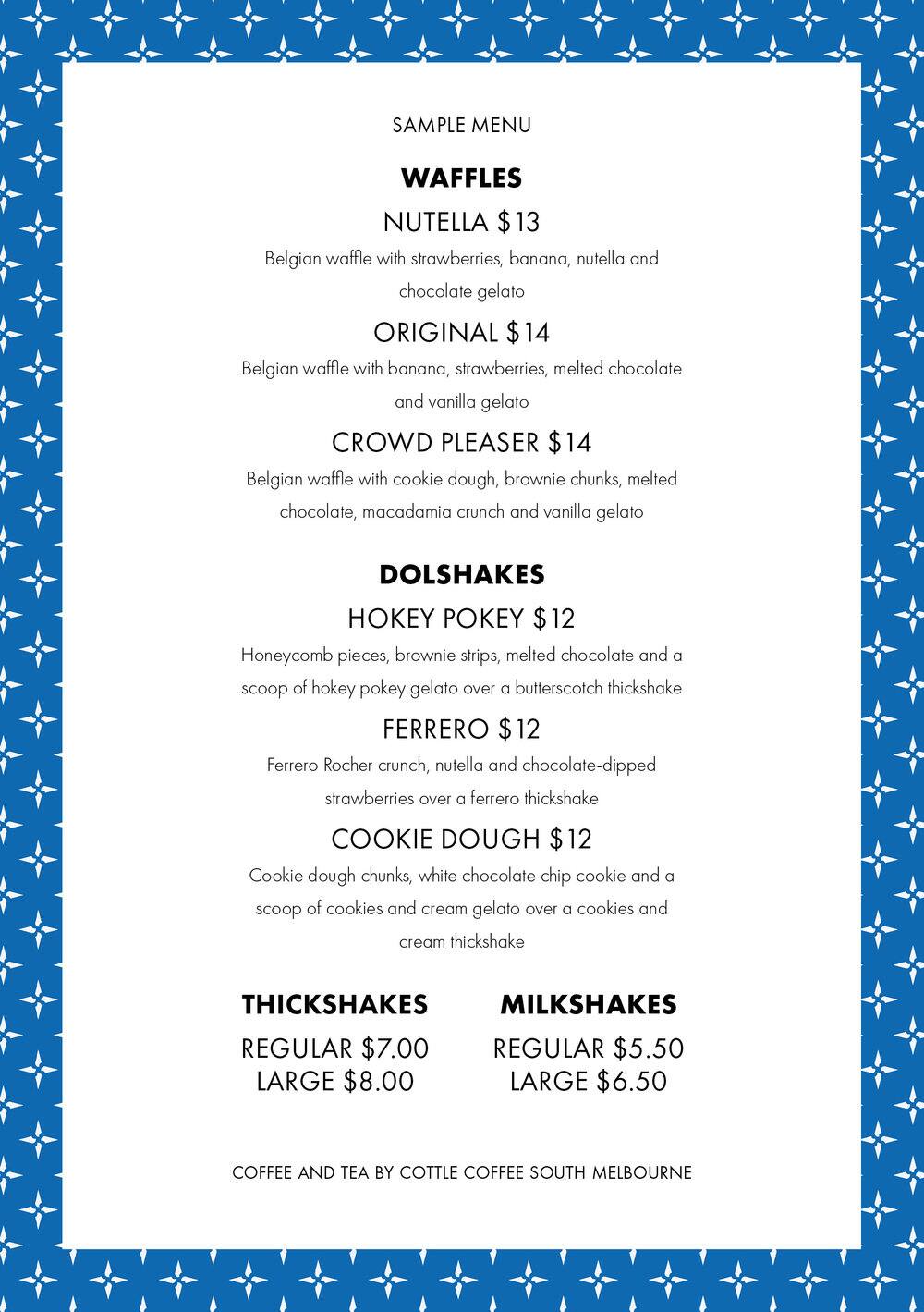 Menu at Dolce House Gelato desserts, McKinnon