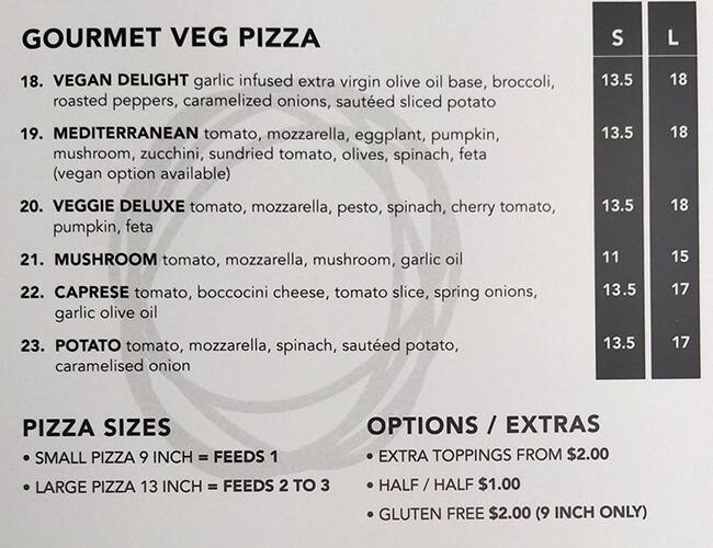 Menu at Pronto Pizza pizzeria, Parkville