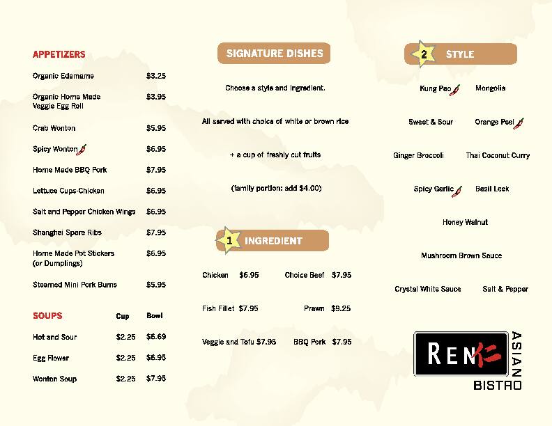 Ren Asian Bistro Menu, Menu for Ren Asian Bistro, Irvine, Orange County ...