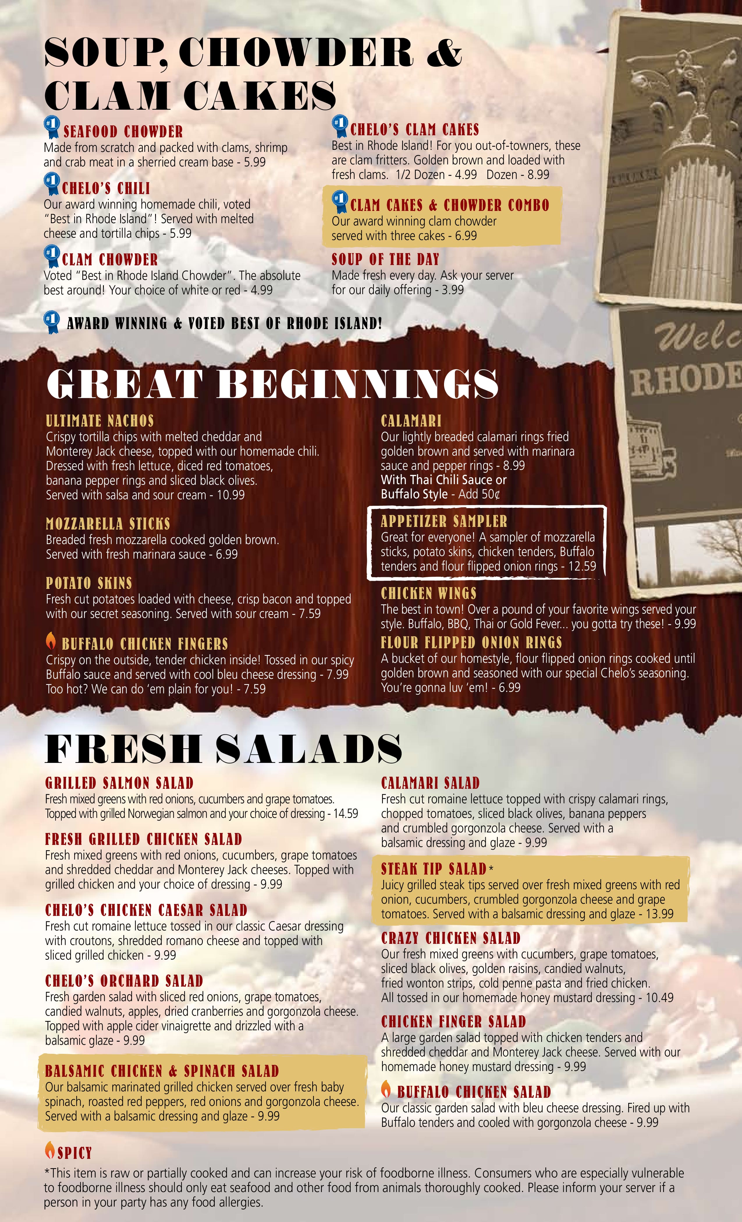 Menu at Chelo's Hometown Bar & Grille, Smithfield, 445 Putnam Pike