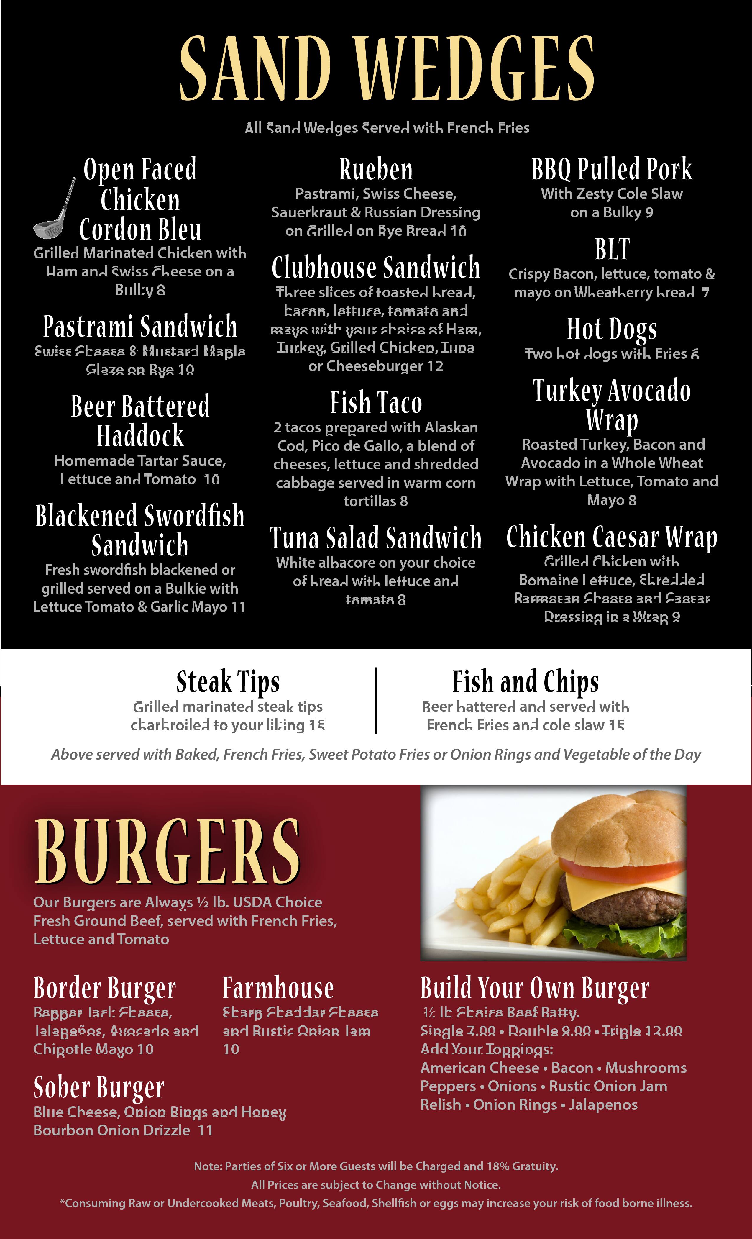 Menu at Outlook Tavern pub & bar, South Berwick