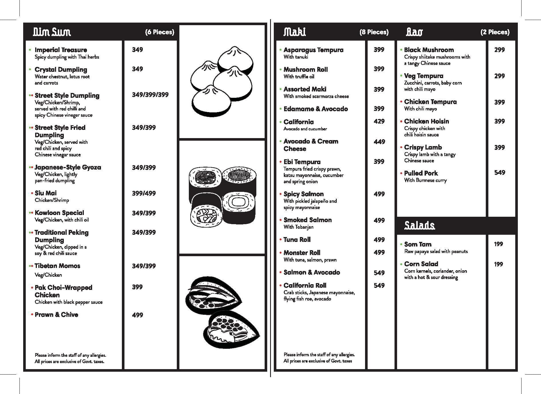 Menu of Oki Poki By Mamagoto, Hill Road, Bandra West, Mumbai