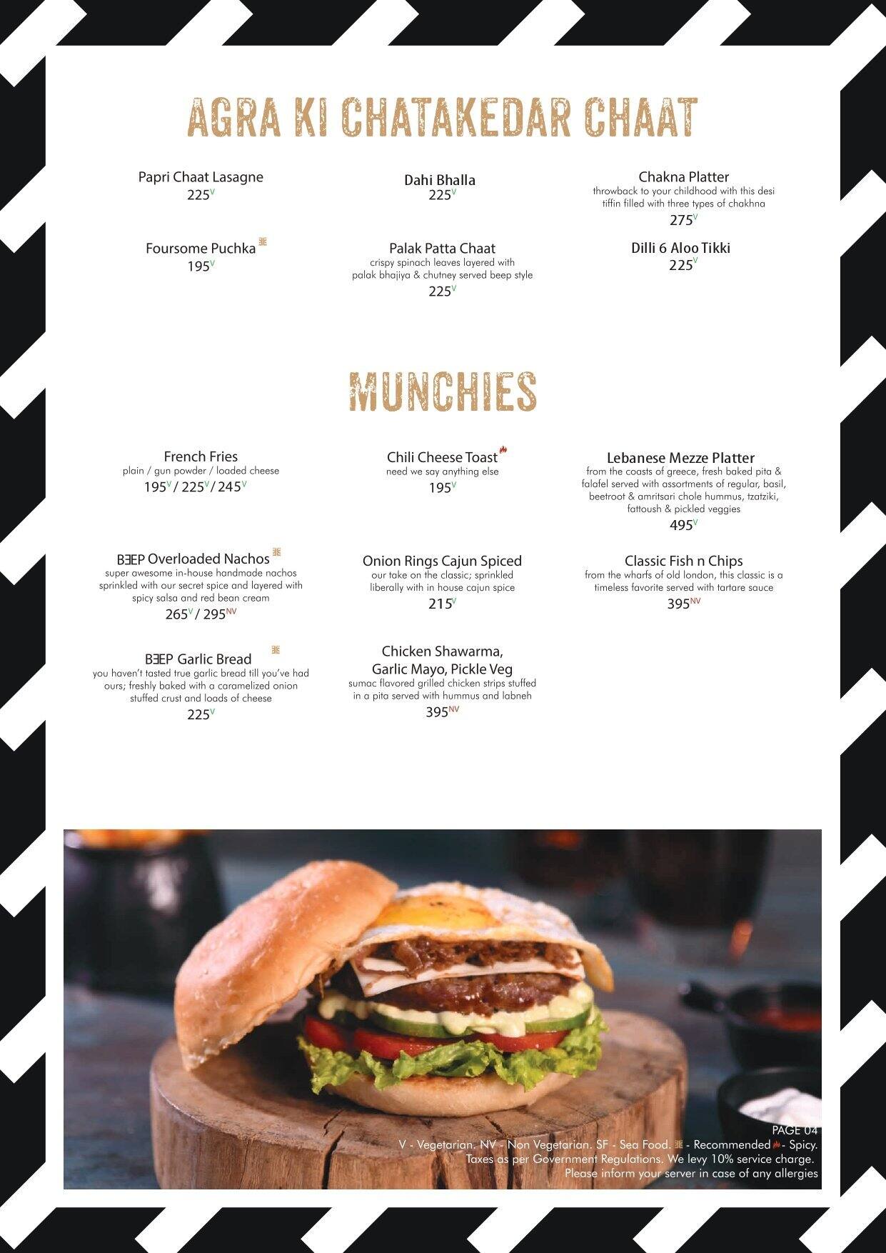 Menu at BEEP 2.0 GASTROPUB, Agra