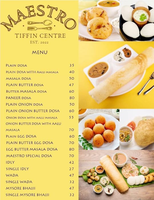 Menu of Maestro Tiffin Centre, Ghansi Bazaar, Hyderabad