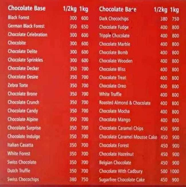 Menu of Cakebroma, Ghansoli, Navi Mumbai