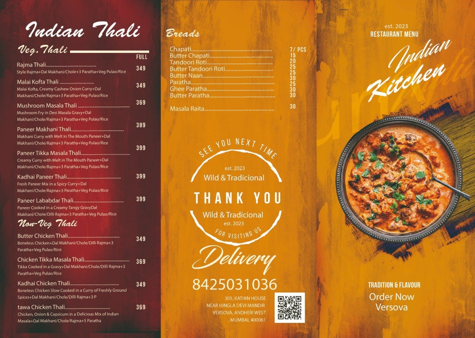 Menu of Indian Kitchen, Versova, Andheri West, Mumbai