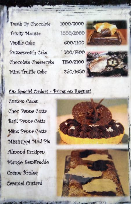 Menu at Chocolate Bakery, Bengaluru, 552