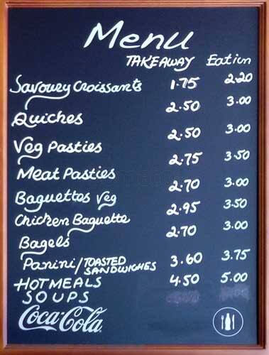 Menu at Bliss Patisserie cafe, London