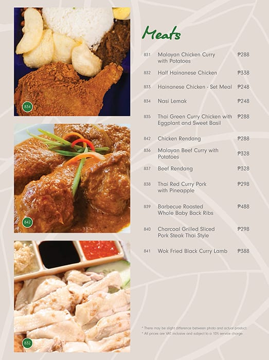 Menu at Banana Leaf restaurant, Quezon City, Trinoma Mall