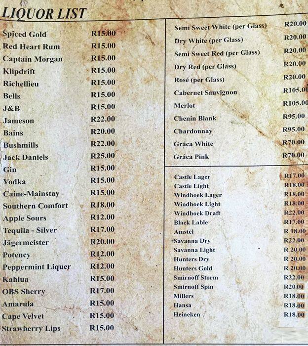 Menu at Coffee@Capital restaurant, Pretoria