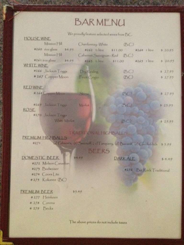 Menu at 52 Ridge Restaurant and Pub, Clearwater