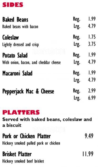 Menu at Rhodies Smokin BBQ, Preston, SE High Point Way