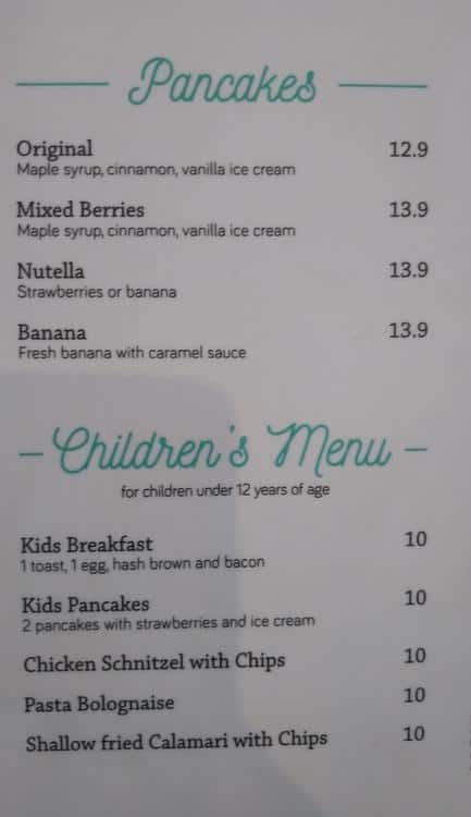 Menu at Local Bean cafe, Thornbury