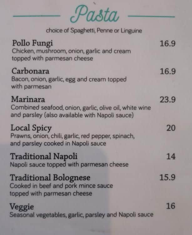 Menu at Local Bean cafe, Thornbury