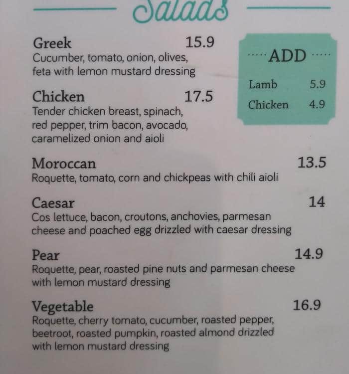 Menu at Local Bean cafe, Thornbury