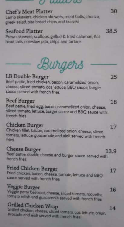 Menu at Local Bean cafe, Thornbury