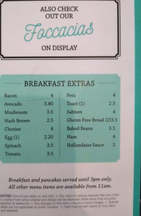 Menu at Local Bean cafe, Thornbury