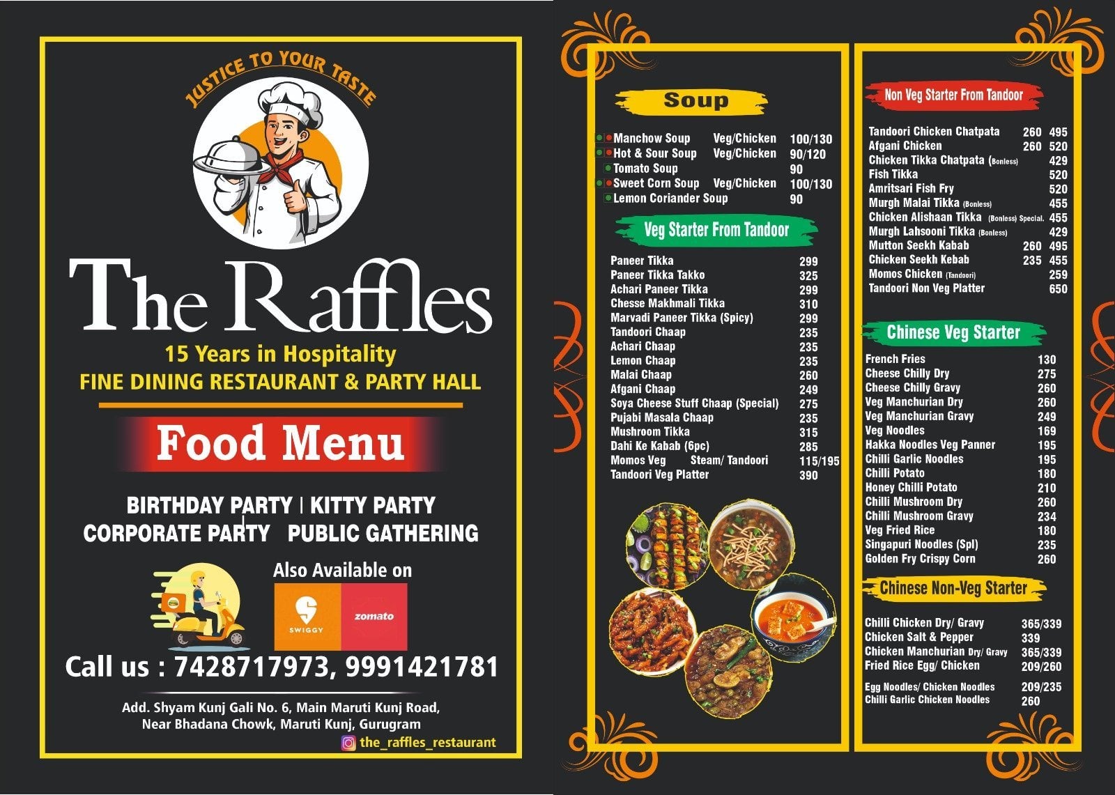 Menu of The Raffles, Sohna Road, Gurgaon