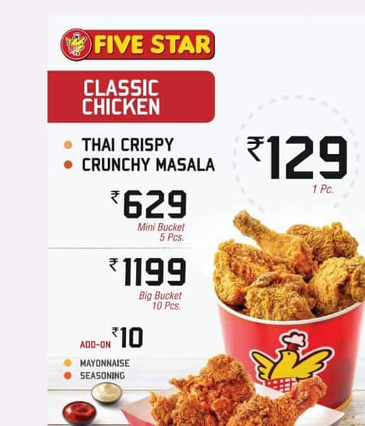 Menu of Five Star, Near Andheri East Station, Mumbai