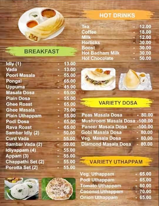 Menu of Aryaas Regent, Kakkanad, Kochi