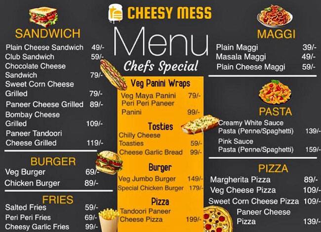 Menu of Cheesy Mess, JM Road, Pune