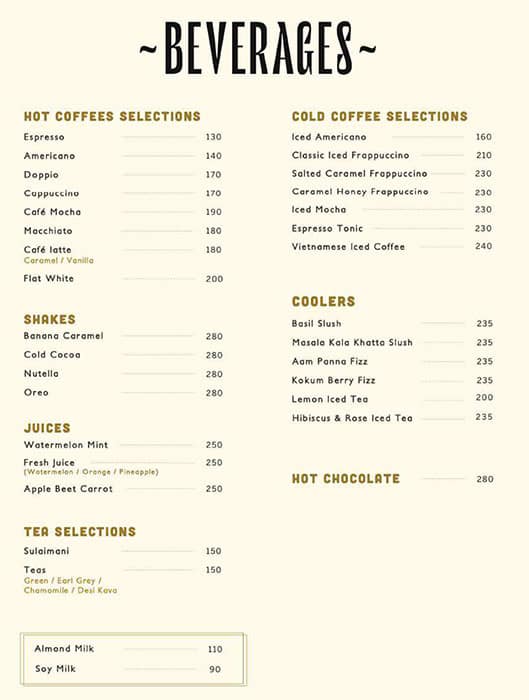 Menu of Butter Brews, Baner, Pune