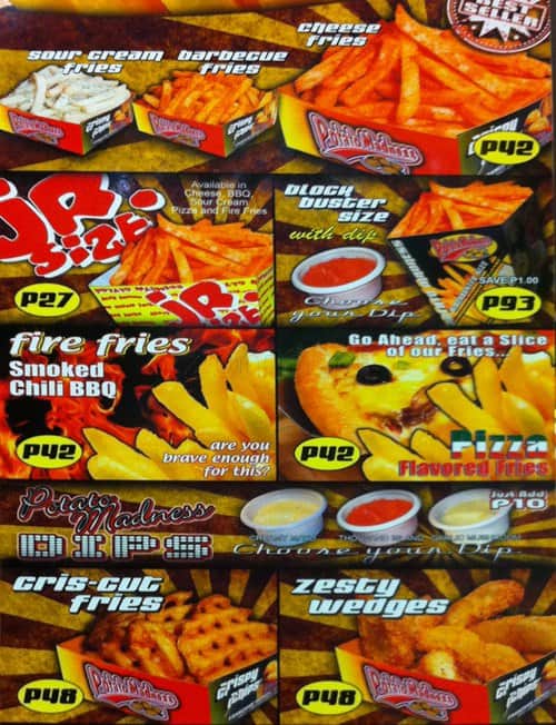 Menu at Potato Madness, Manila, L3 Robinsons Manila
