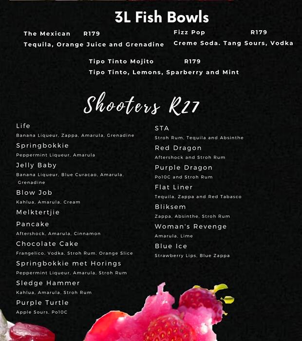 Menu at Rocket 88 pub & bar, Pretoria, Lynnwood Road