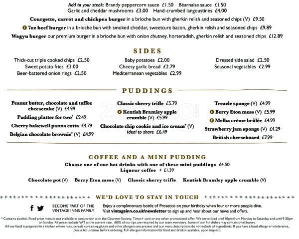 Menu at The Mint pub & bar, London, Park Road