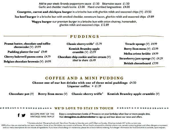 Menu at The Mint pub & bar, London, Park Road