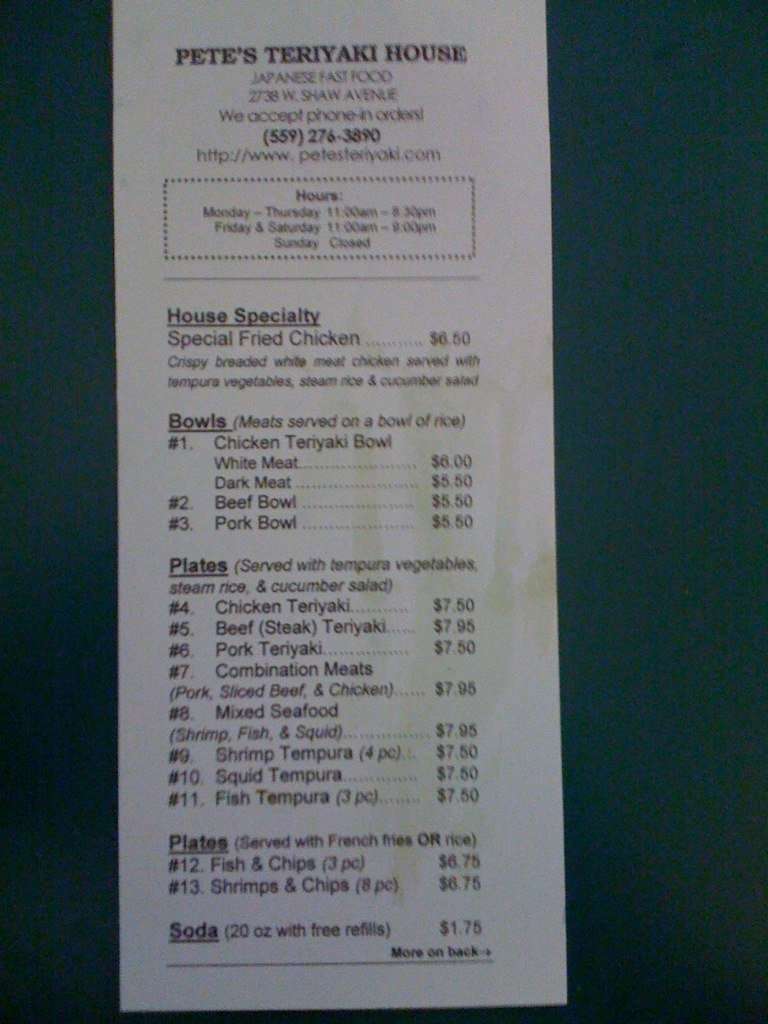 Pete s Teriyaki House Menu Urbanspoon Zomato pete-s-teriyaki-house-menu-urbanspoon-zomato