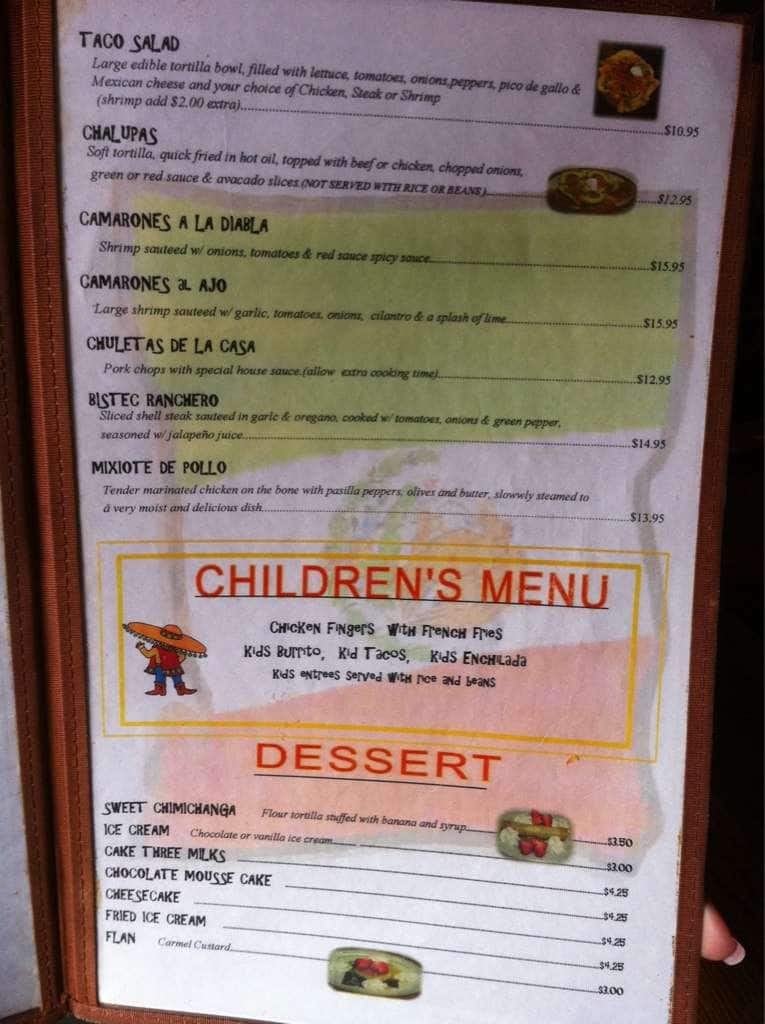 Menu at Hacienda restaurant, Goshen, NY-17M