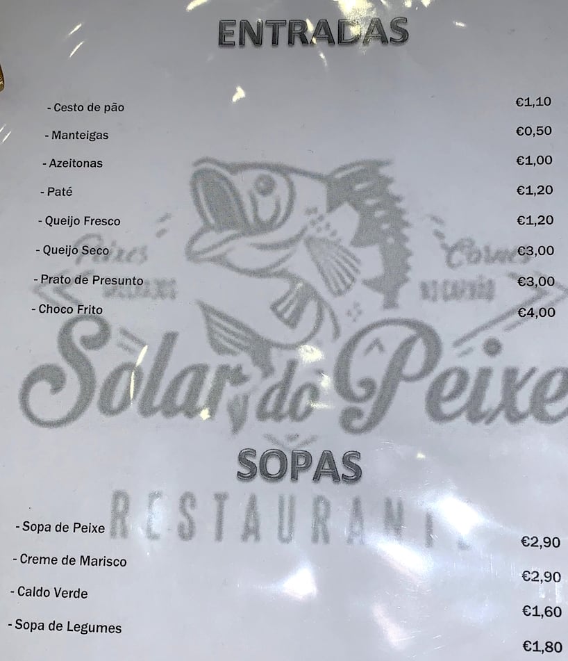 Menu em Solar do Peixe restaurante, Lisboa