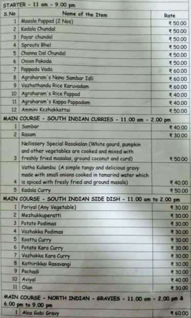 Agraharam Meal Menu, Menu for Agraharam Meal, Kaggadasapura, Bangalore ...