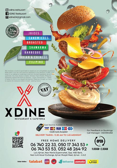 Menu of XDine Restaurant & Cafeteria, Al Nakhil, Ajman