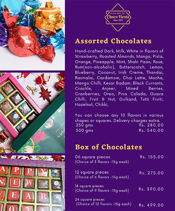 Menu of Choco Fiesta, Kandivali East, Mumbai