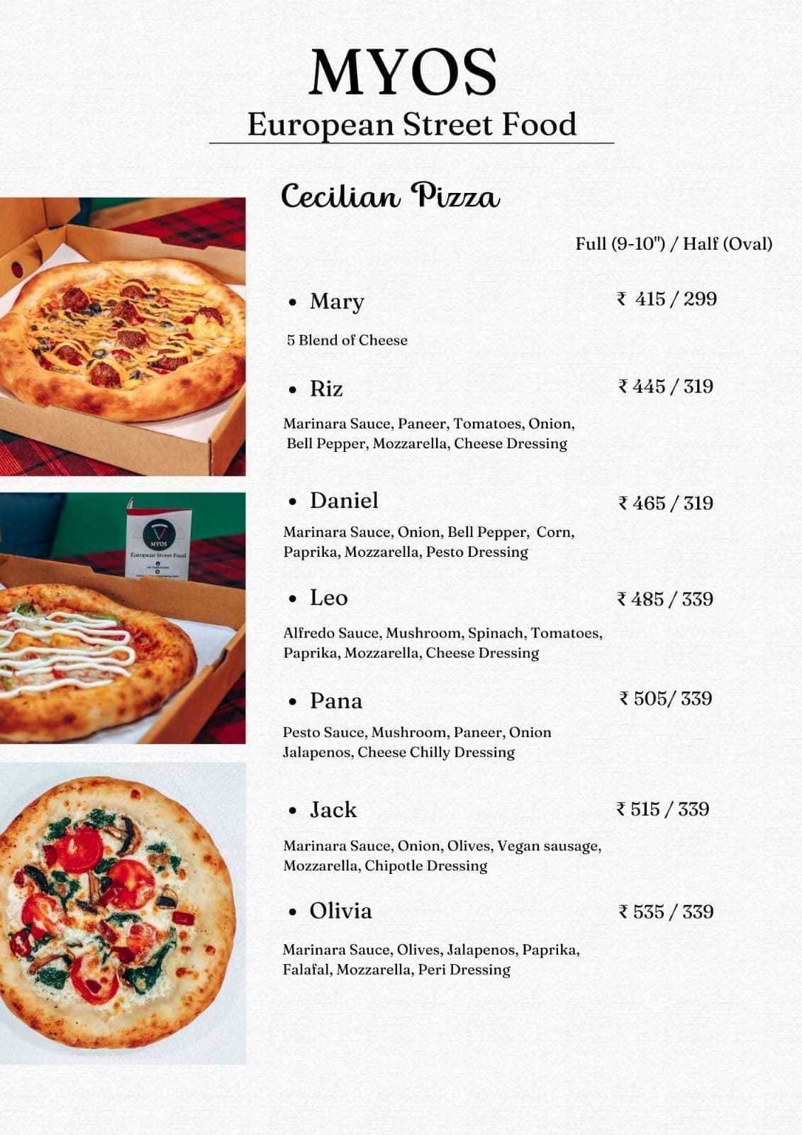 Menu at MYOS, Ahmedabad