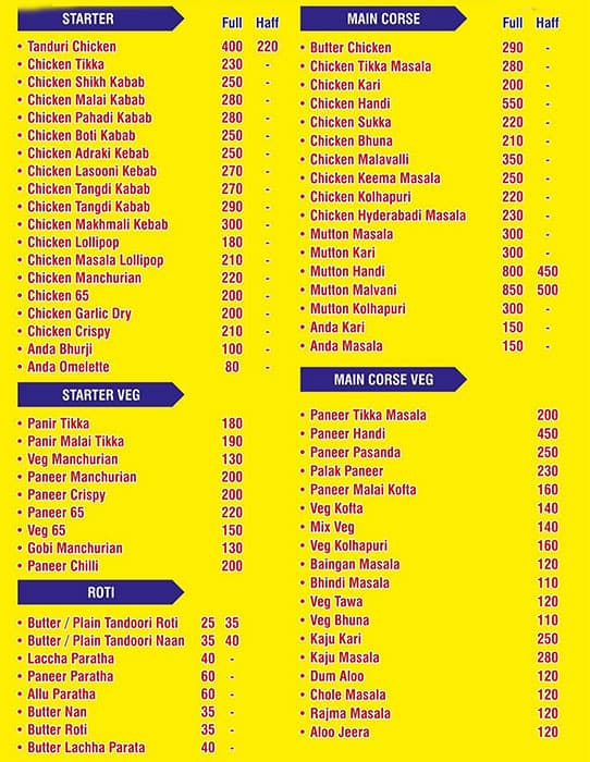 Menu of A1 Chinese And Snacks Centre, Lohegaon, Pune