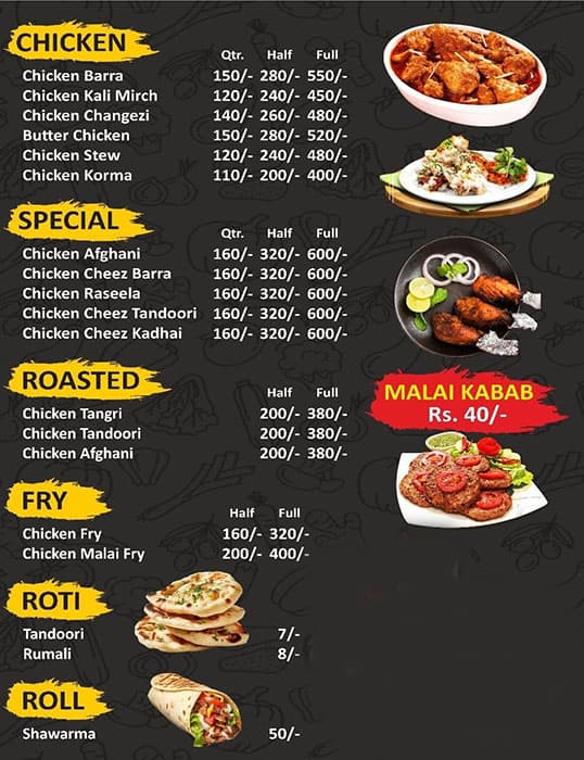 Menu of Kabab & Chicken King, Agra Road, Jaipur